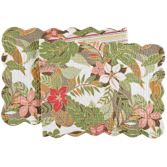 C & F Enterprises | Dining | St Croix Green Tropical Flower Quilted ...